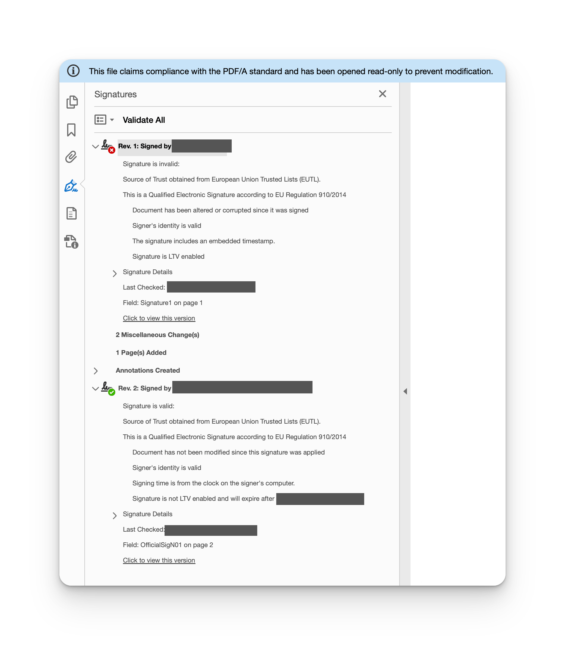 Check signature - notarity